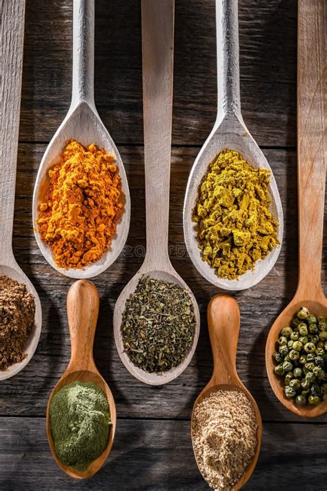 Composition With Assortment Of Spices And Herbs Stock Image Image Of