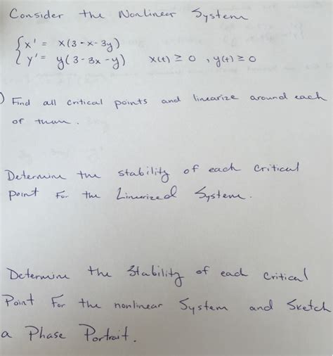 Solved Consider The Nonlinear System {x X 3 X 3y Y
