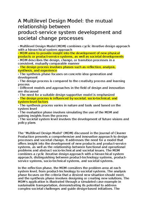 A Multilevel Design Model It Addresses The Need For A Model That