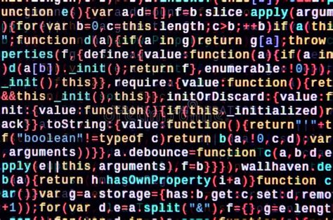 javascript code in text editor coding cyberspace concept screen of web developing code stock