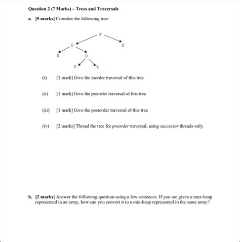 Solved Question 2 7 Marks Trees And Traversals A [5