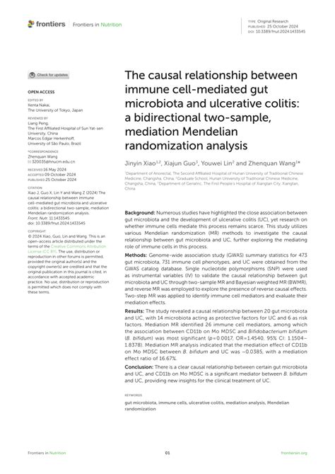 Pdf The Causal Relationship Between Immune Cell Mediated Gut Microbiota And Ulcerative Colitis