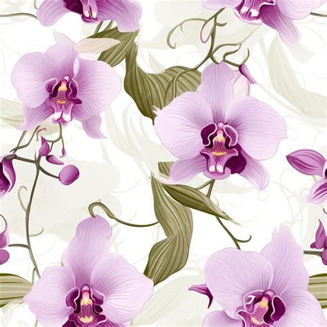 Premium Vector A Floral Wallpaper With Orchids And Leaves