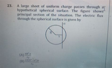 A Large Sheet Of Uniform Charge With Surface Charge Density Sigma Passes