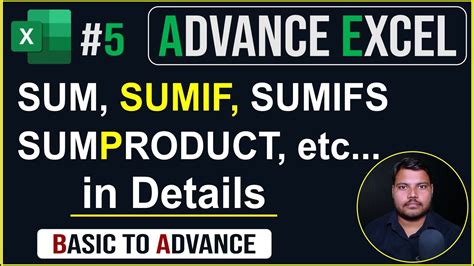 Ms Excel Functions Sum Sumif Sumifs Sumproduct And More Tutorial For Beginners Lecture 5