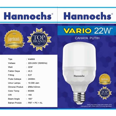 Jual Lampu Led Hannochs Vario Watt Bohlam Led Hannochs Vario Kapsul W Tabung Shopee Indonesia