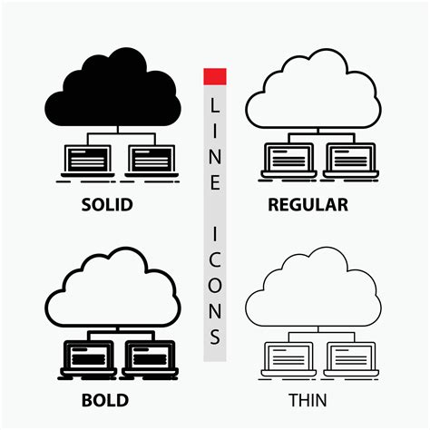 cloud network server internet data icon in thin regular bold line