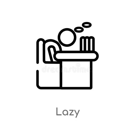 Outline Lazy Human Vector Icon Isolated Black Simple Line Element Illustration From Feelings