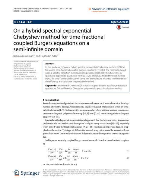Pdf On A Hybrid Spectral Exponential Chebyshev Method For Time Fractional Coupled Burgers