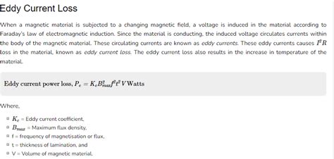 Transformer What Is Value For Eddy Coefficient For N87 Ferrite