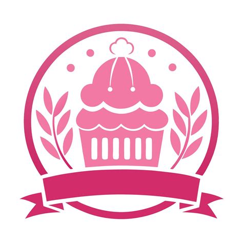 Pink Cupcake Logo Circular Emblem Design Minimalist Bakery Icon