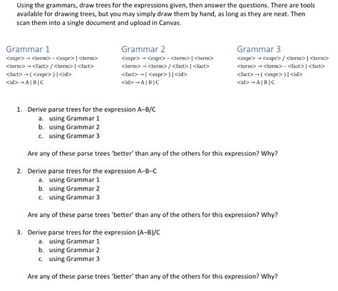 Solved Using The Grammars Draw Trees For The Expressions Chegg Com