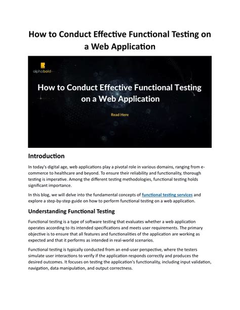 Ppt How To Conduct Effective Functional Testing On A Web Application Powerpoint Presentation