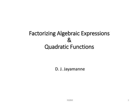 Lecture 6 Factorizing Quadratic Functions Ppt