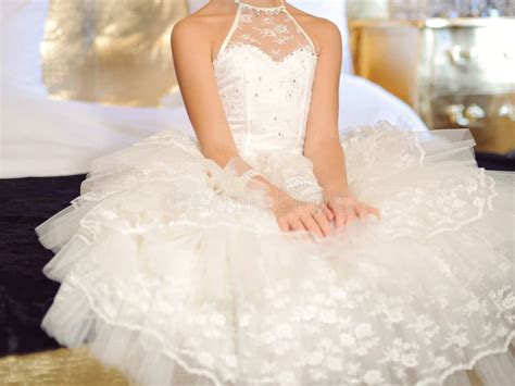 Girl In Lace Dress On Bed Stock Image Image Of People 50981371