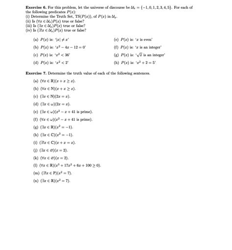 Solved Exercise For This Problem Let The Universe Of Chegg Com