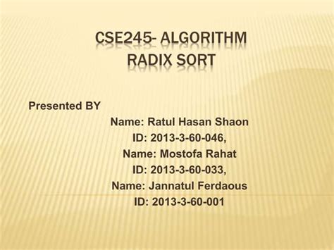 Radix Sort Presentation Ppt