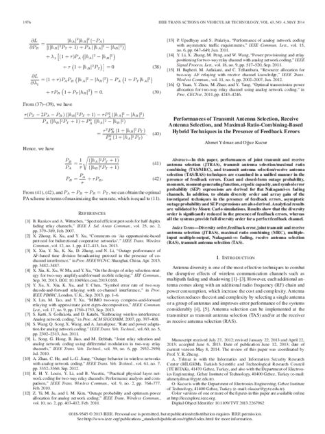 pdf performances of transmit antenna selection receive antenna
