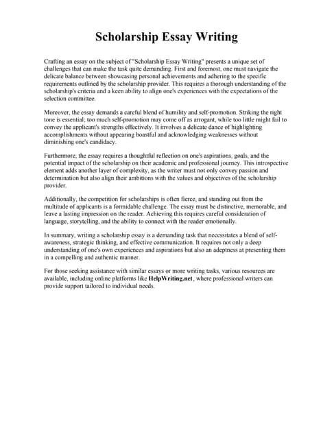 Scholarship Essay Writing Pdf