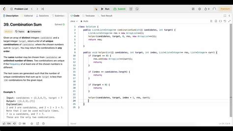 Leetcode 39 Combination Sum Java Youtube