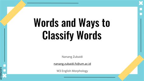 Pdf Words And Ways To Classify Words