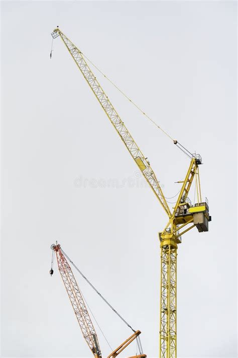 Tower Crane High In Sky At Construction Site Stock Image Image Of Machine Crane 346525655