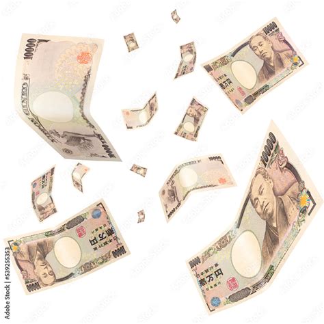 お金が降ってくる 舞い降る一万円札のイメージ背景透過合成用切り抜きpng素材 Stock Photo Adobe Stock