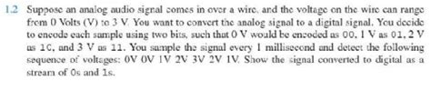 Solved Suppose An Analog Audio Signal Comes In Over A Wire Chegg Com