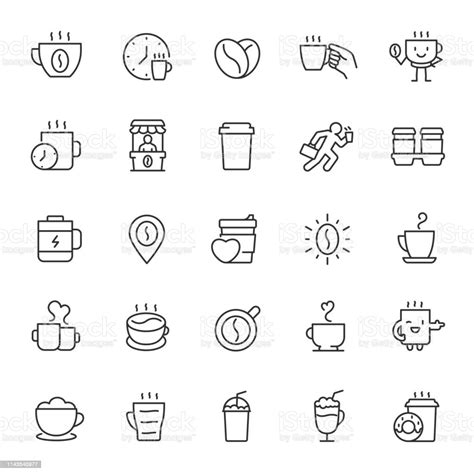 커피 아이콘 세트입니다 커피 선형 아이콘을 이동 합니다 커피 편집 가능한 스트로크 커피 마실 것에 대한 스톡 벡터 아트 및 기타 이미지 커피 마실 것 아이콘 이동해
