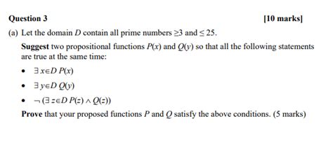 solved question 3[10 ﻿marks] a ﻿let the domain d ﻿contain