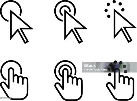 Pixel Perfect Icon Set Of Pointer Cursor Pointers Hand Click Mouse Arrow Cursors Symbols Thin
