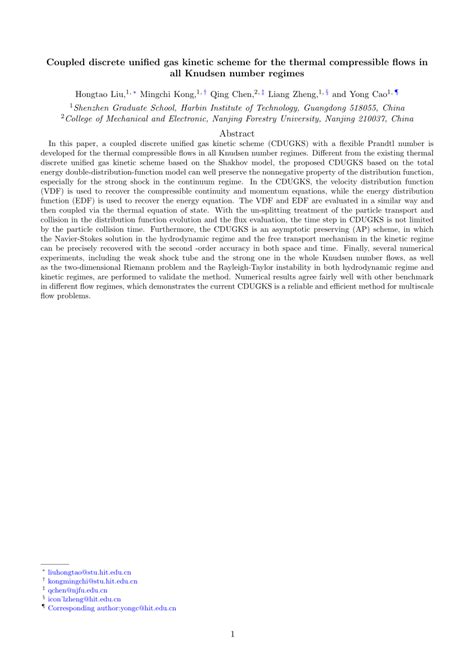 Pdf Coupled Discrete Unified Gas Kinetic Scheme For The Thermal Compressible Flows In All