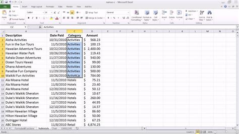 Excel 2010 Subtotals Youtube