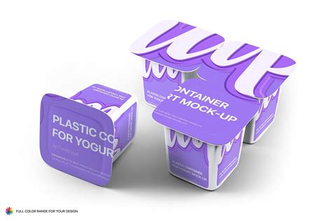 塑料包装的酸奶牛奶包装设计VI样机展示模型mockups 变色鱼