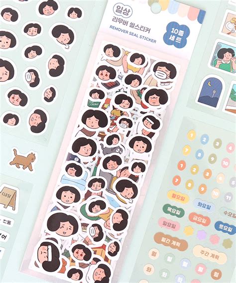 10종set 일상 리무버 씰 스티커 세트 스꾸 폰꾸 다꾸 폴꾸 스티커팩 에어팟 꾸미기 소품 리무버블 에이블리