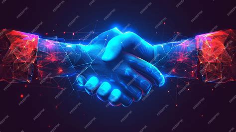 Premium Vector Handshake In Digital Futuristic Style