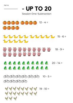 Subtraction Up To 20 Worksheet Visual Examples By Melissa Coetser