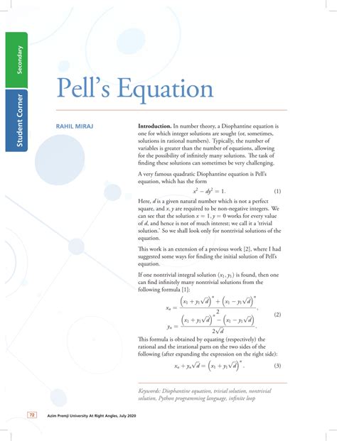 Pdf Pells Equation