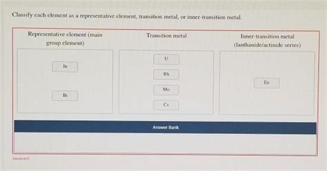 solved classify each element as a representative element