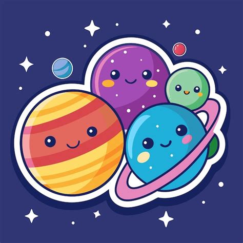 Colorful Planet Stickers Premium Ai Generated Vector