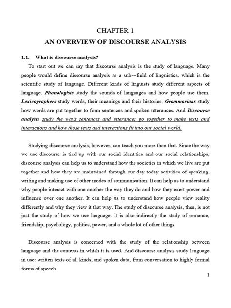 An Overview Of Discourse Analysis Pdf Discourse Linguistics