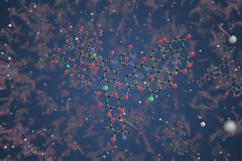 Molecule Of Vancomycin Molecular Model Science Related 3d Rendering Stock Illustration