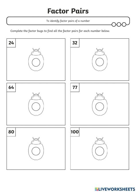 Factor Pairs Online Exercise For Live Worksheets