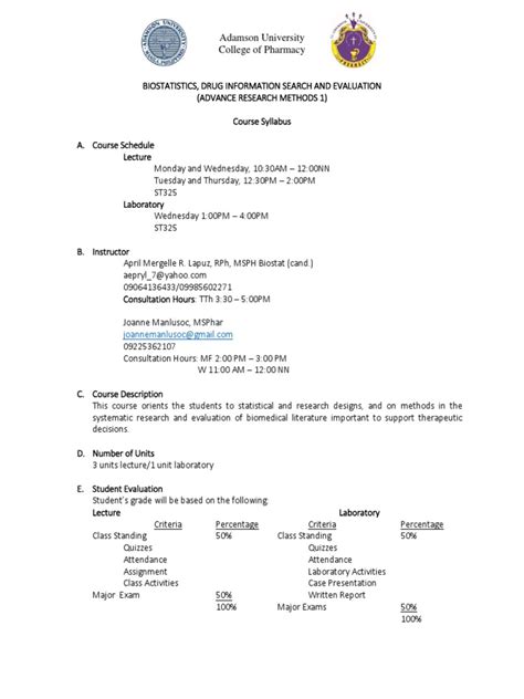 Biostatistics Syllabus Pdf Biostatistics Statistics