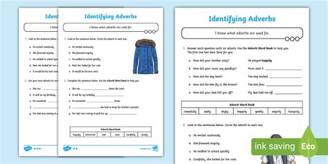 Identifying Adverbs Worksheet Teacher Made Twinkl