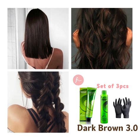 Bremod Permanent Hair Color Set 30 Dark Brown With Oxidnat Bleach