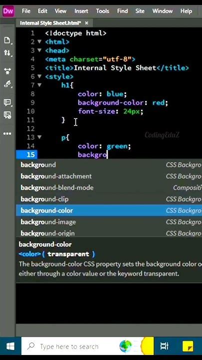 Simple Way Of Using Css In Html Internal Style Sheet Css Iss