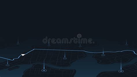 Gps Tracking Map Abstract Isometric Location Tracks Dashboard Stock