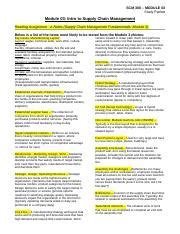 SCM Module SG Docx SCM MODULE Study Packet Module Intro To Supply Chain