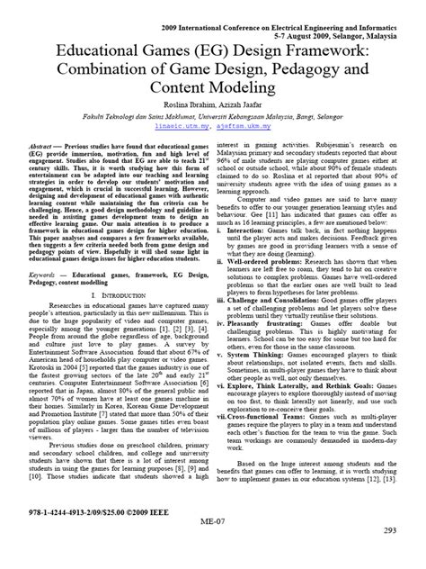 Educational Games Eg Design Framework Combination Of Game Design Pedagogy And Content